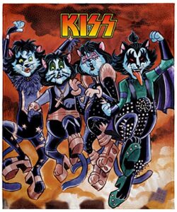 kiss blanket kiss destroyer kitty cats music band super soft fleece throw blanket 48" x 60" (122cm x152cm)