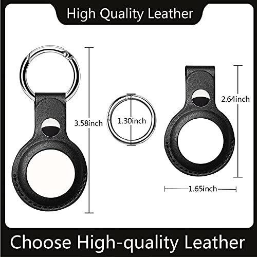 HXL New Leather Case for Apple AirTag Finder, Anti-Scratch Protective Leather Case with Keychain, 1 Pack Anti-Lost Open Port Design (Dual Hole - Brown)