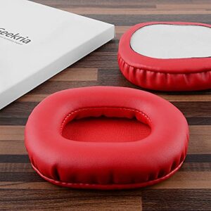 Geekria QuickFit Protein Leather Replacement Ear Pads for Edifier W800BT (FCC ID:Z9G-EDF41), K815, W808BT Headphones Earpads, Headset Ear Cushion Repair Parts (Red)