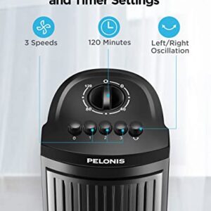 PELONIS 30 Inch Oscillating Tower Fan with 3 Speed Settings and Auto-off Timer, Standing Fan PFT28A2BBB, Black