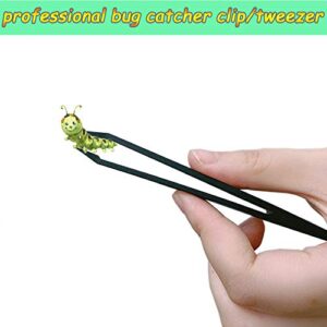 Reptile Feeding Tongs,Bug Tweezers for Kids Adults,Plastic Anti-static Curved Tweezers Feeding Tool,Cleaning Supplies & Tweezers for Cricket Clamp Bug Scooper Snake Lizard Gecko Bearded Dragon (Black)