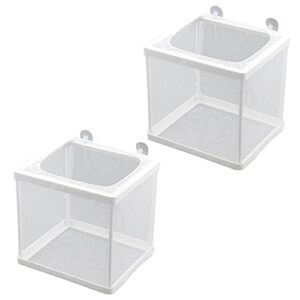 my mironey 6.3" x 5.63" x 6.22" fish incubator mesh box aquarium fish breeder box white nylon mesh juvenile fish separation net fish fry hatchery with suction cups pack of 2