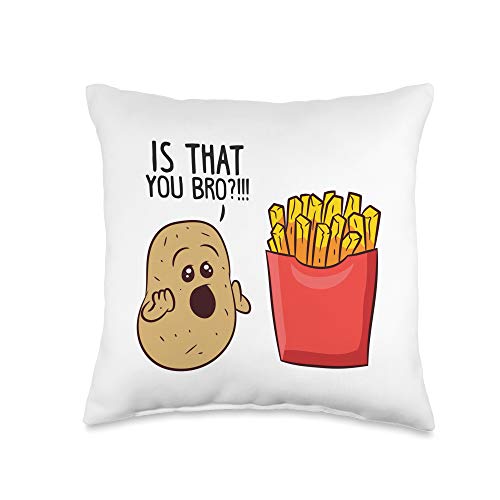 Funny French Fries Gifts Fries is That You Bro Funny Potatoes Throw Pillow, 16x16, Multicolor