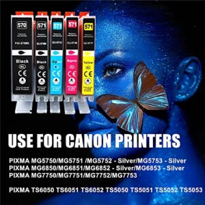 ColorInk 10pack Replacement for Canon PGI-570 CLI-571 Ink Cartridge use with Canon PIXMA MG5750 MG5751 MG5752 MG5753 MG6850 (2 570XL Black, 2 571XL Black,2 Cyan, 2 Magenta, 2 Yellow)