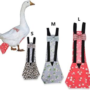 OCHSTIN Chicken Diaper Pet Diaper Nappy Poultry Cloth Bow Tie Washable Parrot Flight Suit for Goose Duck Hen Birds Poultry Small Animals Parakeet Cockatiel (M, Leopard)