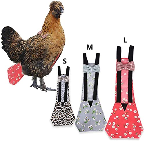 OCHSTIN Chicken Diaper Pet Diaper Nappy Poultry Cloth Bow Tie Washable Parrot Flight Suit for Goose Duck Hen Birds Poultry Small Animals Parakeet Cockatiel (M, Leopard)