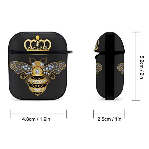 Queen Bee with Crown Airpods Case Cover for Apple AirPods 2&1 Cute Airpod Case for Boys Girls Silicone Protective Skin Airpods Accessories with Keychain