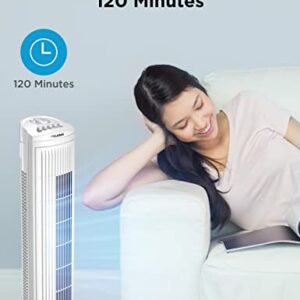 PELONIS 30 Inch Oscillating Tower Fan with 3 Speed Settings and Auto-off Timer, Standing Fan PFT28A2BWW, White