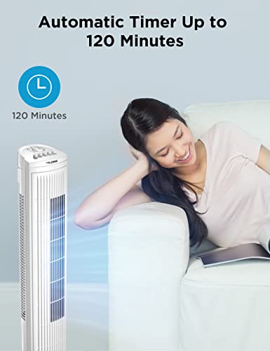 PELONIS 30 Inch Oscillating Tower Fan with 3 Speed Settings and Auto-off Timer, Standing Fan PFT28A2BWW, White