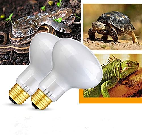 Qixivcom 2-Packs 50W Reptile Heat Lamp Basking Bulb E26/E27 110V UVA Basking Spot Daylight Heat Lamp Glass Heating Lamp Reptile Heater for Bearded Dargon Turtle Aquarium Aquatic Lizard Chicken Coop