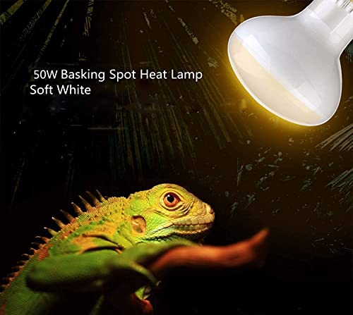 Qixivcom 2-Packs 50W Reptile Heat Lamp Basking Bulb E26/E27 110V UVA Basking Spot Daylight Heat Lamp Glass Heating Lamp Reptile Heater for Bearded Dargon Turtle Aquarium Aquatic Lizard Chicken Coop