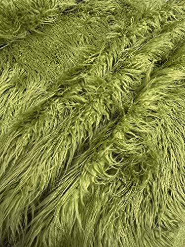 Faux/Fake Fur Mongolian Fabric Sold by The Yard (Olive Prime)