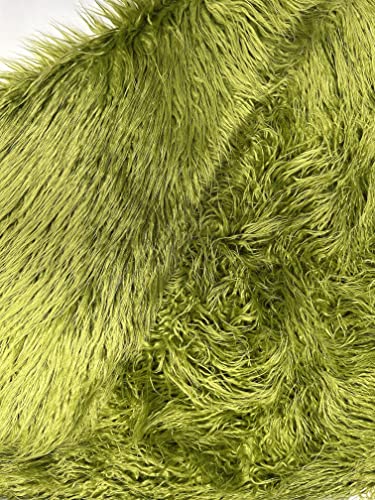 Faux/Fake Fur Mongolian Fabric Sold by The Yard (Olive Prime)