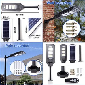 ILLSTAR Solar Street Lights Outdoor - Solar Street Light Dusk to Dawn 300W Equivalent - Motion Sensor & Remote Control - Solar Street Light for Parking Lot,Backyard, Pathway etc.（2-Pack