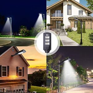 ILLSTAR Solar Street Lights Outdoor - Solar Street Light Dusk to Dawn 300W Equivalent - Motion Sensor & Remote Control - Solar Street Light for Parking Lot,Backyard, Pathway etc.（2-Pack