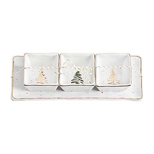 Mud Pie, Gold, Triple Dip Tray Set, 3.75" x 10.5", assembled 3 3/4" x 10 1/2"