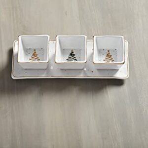 Mud Pie, Gold, Triple Dip Tray Set, 3.75" x 10.5", assembled 3 3/4" x 10 1/2"