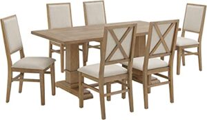 crosley furniture joanna 7-piece dining set with table and 6 upholstered back chairs, rustic brown/creme