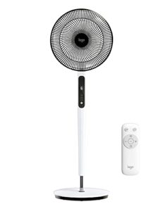 lago 14-inch diameter 9-speed oscillating floor pedestal fan with electric remote control - 9 wind speeds, tilt-back fan head, adjustable oscillation, quiet cooling fan