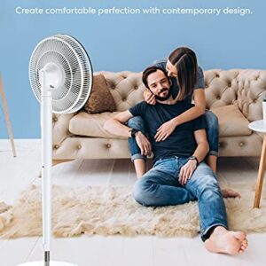 Lago 14-Inch Diameter 9-Speed Oscillating Floor Pedestal Fan with Electric Remote Control - 9 Wind Speeds, Tilt-Back Fan Head, Adjustable Oscillation, Quiet Cooling Fan