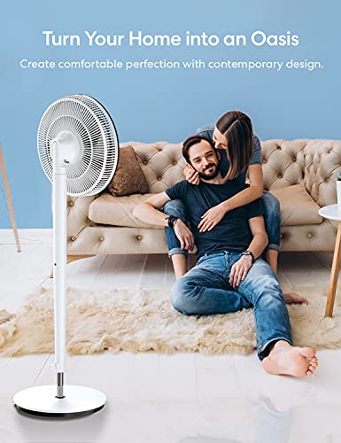 Lago 14-Inch Diameter 9-Speed Oscillating Floor Pedestal Fan with Electric Remote Control - 9 Wind Speeds, Tilt-Back Fan Head, Adjustable Oscillation, Quiet Cooling Fan