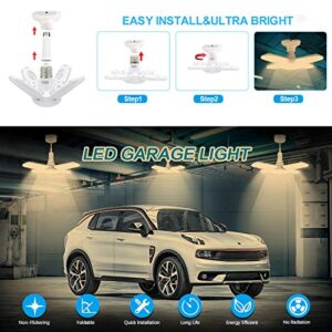 GoolRC LED Garage Lights- Dimmable Garage Lights Ceiling, 38W 3800LM 3500K E27/B22 LED Garage Ceiling Lights with 4 Adjustable Panels for Garages, Workshop,Indoor, Outdoor, Workshop and Warehouse