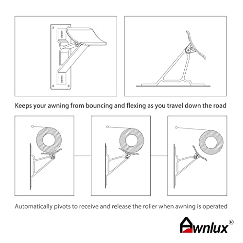 Awnlux RV Awning Support RV Awning Center Support Roller Cradle Support for RV Camper Awning - White