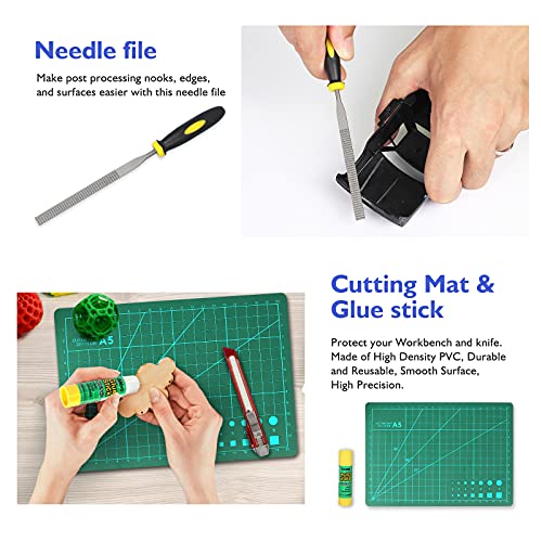 YEETIN 45 Pieces 3D Printer Tools Kit, 3D Printing Accessory Includes Deburring Tool, Digital Caliper, Art Knife Set, Tube Cutter, Storage Bag Suitable for 3D Print Removing, Cleaning, Finishing