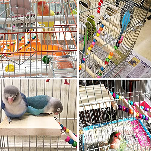 Bird Ladder Toys, Wood Parrot Bird Perch Stand Platform with 8 Ladders Swing Bridge for Pet Training Playing, Flexible Birds Cage Accessories Decoration for Cockatiel Parakeet