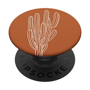 saguaro cactus plant botanical western modern burnt orange popsockets popgrip: swappable grip for phones & tablets