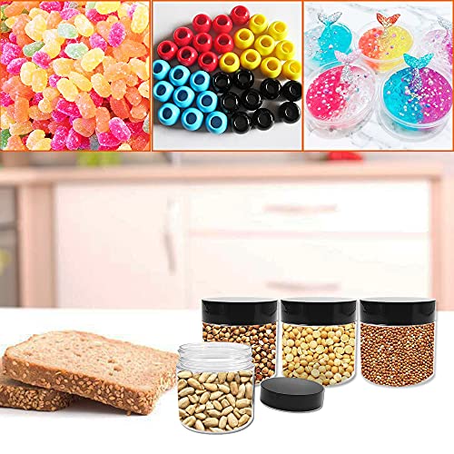 20PCS 2OZ Clear Plastic Slime Containers Jars with Black Lids,Refillable Empty Cometic Storage Container for Slime Making,Candy,Beads,Art Crafts,Lotion