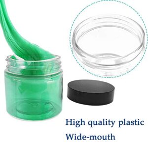 20PCS 2OZ Clear Plastic Slime Containers Jars with Black Lids,Refillable Empty Cometic Storage Container for Slime Making,Candy,Beads,Art Crafts,Lotion