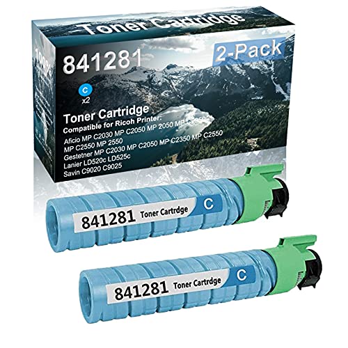 2 Pack (Cyan) Compatible (High Yield) LD520c LD525c C9020 C9025 Printer Toner Cartridge Replacement for Ricoh 841281 Toner Cartridge