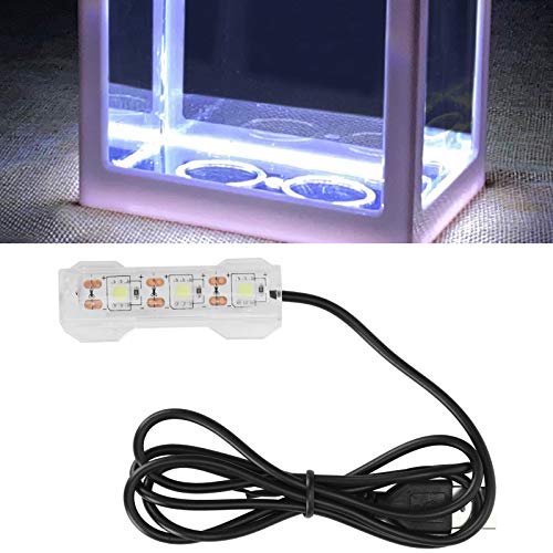 bizofft LED Aquarium Light, Light Weight USB Charging Underwater Light, Plastic Waterproof 2.4X0.8Inch for Aquarium Freshwater Office Desk Fish Tank