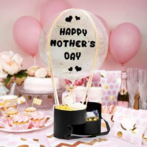 Surprise Gift Box for Women with Bobo Balloon & Letters for Happy Birthday, Mother’s Day, Valentine's Day, Anniversary. Premium Present with Mock Flowers for Mom, Wife, Girlfriend, Sister, Black