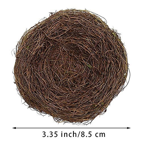 IXIGER Artificial Bird Nest, Bird Nest with Artificial Bird Eggs, Country Style Simulation Twig Bird Nest for Handmade Easter Rattan Nest Creative Decoration for Home Garden(3.15inches)