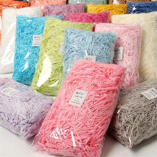 Basket Grass,Crinkle Cut Tissue Paper,Recyclable Craft Shred Confetti Raffia Paper Filler,For Easter Gift Box Wrapping Packing Filling,100g 3.53oz Party Decoration (white)