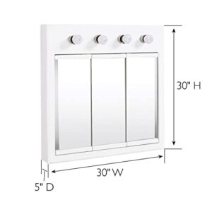 Design House 532382-WHT Concord Lighted Medicine Cabinet, 4, White