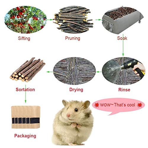 Changeary 150g and 300g Natural Apple Sticks Small Animals Treats Toys, Rabbit Hamster Guinea Pigs Toys Chinchilla Squirrel Bunny Chew Toys(150g)