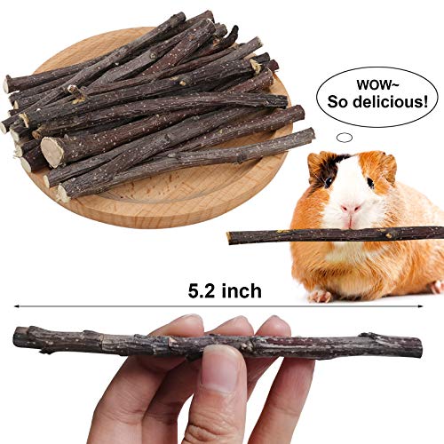 Changeary 150g and 300g Natural Apple Sticks Small Animals Treats Toys, Rabbit Hamster Guinea Pigs Toys Chinchilla Squirrel Bunny Chew Toys(150g)