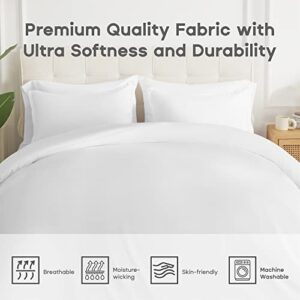 SONIVE Bedding Duvet Cover Set Super Soft and Breathable Double Brushed Microfiber 3 Pieces with Zipper Closure 8 Corner Ties (White, King)