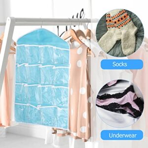 iplusmile Shoe Organizer Over The Door Shoe Rack Clear Over Door Hanging Bag Shoe Organizer Pockets with 16 Pockets Hanging Closet Door (Blue)