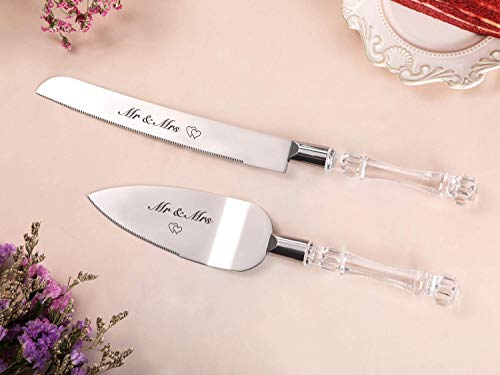 AW BRIDAL Cake Cutting Set for Wedding- Mr and Mrs Cake Cutter, Wedding Cake Knife and Server Set Engagement Anniversary Birthday Gifts