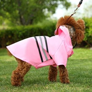 Wizland Dog Raincoat Dog Rain Jacket with Hood Lightweight Waterproof Jacket X-Small to XX-Large Dogs and Puppies(Blushing,L)