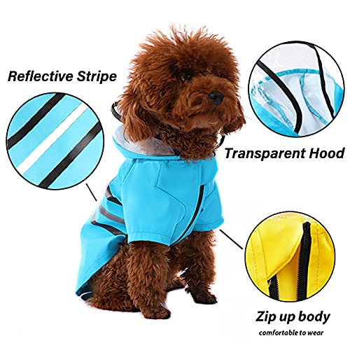 Wizland Dog Raincoat Dog Rain Jacket with Hood Lightweight Waterproof Jacket X-Small to XX-Large Dogs and Puppies(Blushing,L)