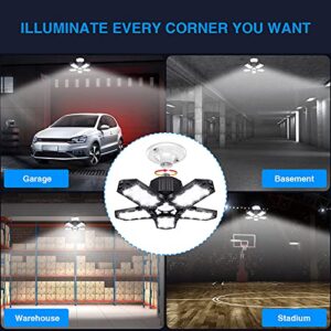 Garage Lights 10000LM-6500K LED Deformable Garage Ceiling Lights, 100W LED Shop Light with 5 Adjustable Panels LED Bay Light Bulbs for Workshop, Basement, Warehouse, Barn (1 Pack)