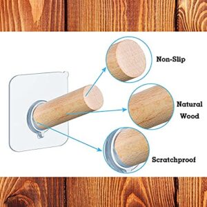 Jetec Hat Hooks for Wall Hat Hanger Hat Hooks Hat Pegs Adhesive Wood Hooks Self Adhesive Hooks Wooden Hat Rack Coat Hooks Wall Mounted Hook for Home School Office (12 Pcs, 6 cm/ 2.4 inch)