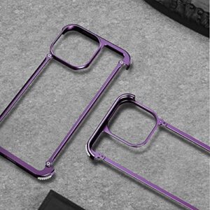 OATSBASF Aluminum Bumper Case Compatible with iPhone 14 Pro Max, Minimalist Style Bumpers Case for iPhone 14 Pro Max 6.7-inch (Purple)