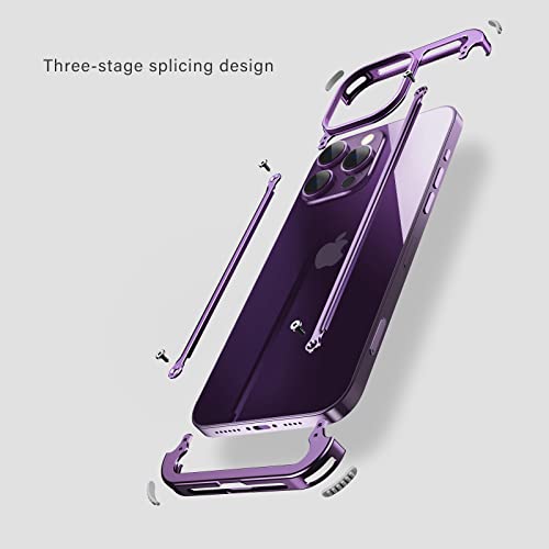 OATSBASF Aluminum Bumper Case Compatible with iPhone 14 Pro Max, Minimalist Style Bumpers Case for iPhone 14 Pro Max 6.7-inch (Purple)