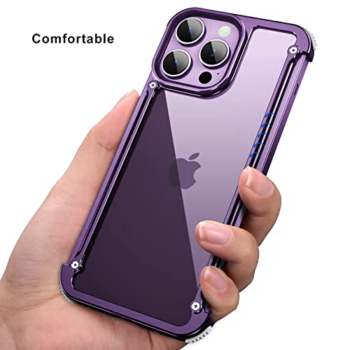 OATSBASF Aluminum Bumper Case Compatible with iPhone 14 Pro Max, Minimalist Style Bumpers Case for iPhone 14 Pro Max 6.7-inch (Purple)